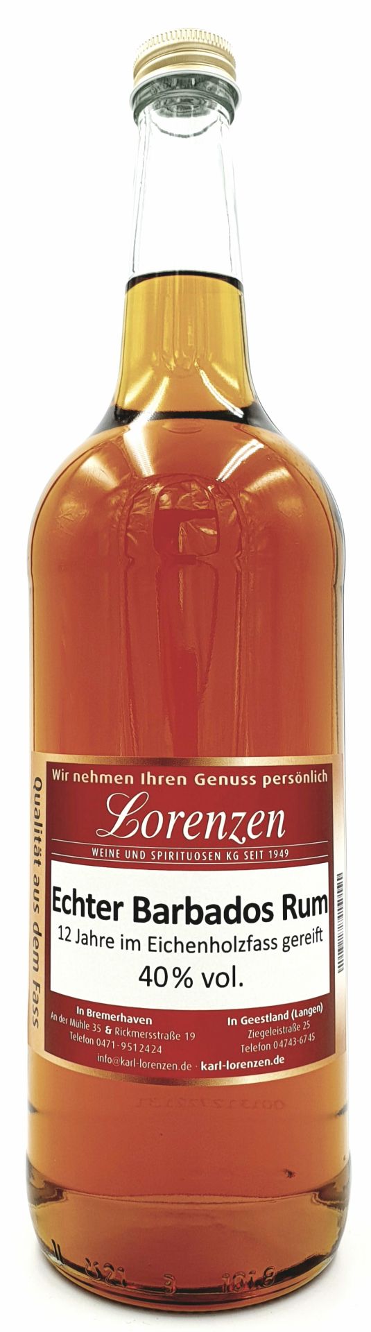 Echter Barbados Rum 40% vol. 12 Jahre Eichenfass sehr vanillig & mild ...